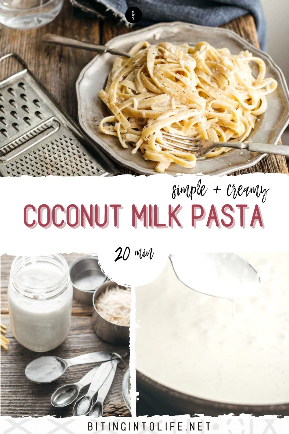 Simple And Creamy Coconut Milk Alfredo Sauce In Pasta Biting Into Life